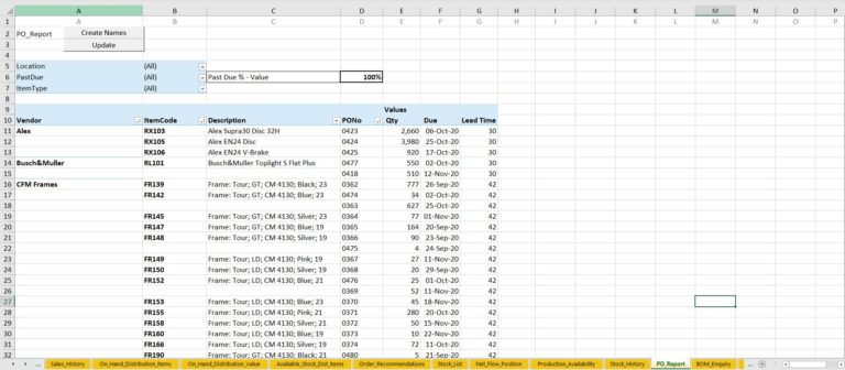 DDMRP in Excel – Starter Pack – Screen Shot Gallery – Production Scheduling